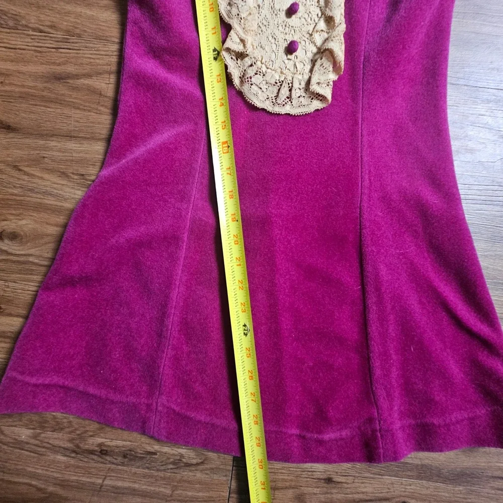 Dresses | Vintage Girls Lace Bib Collar Magenta Velvet Dress M Purple ...